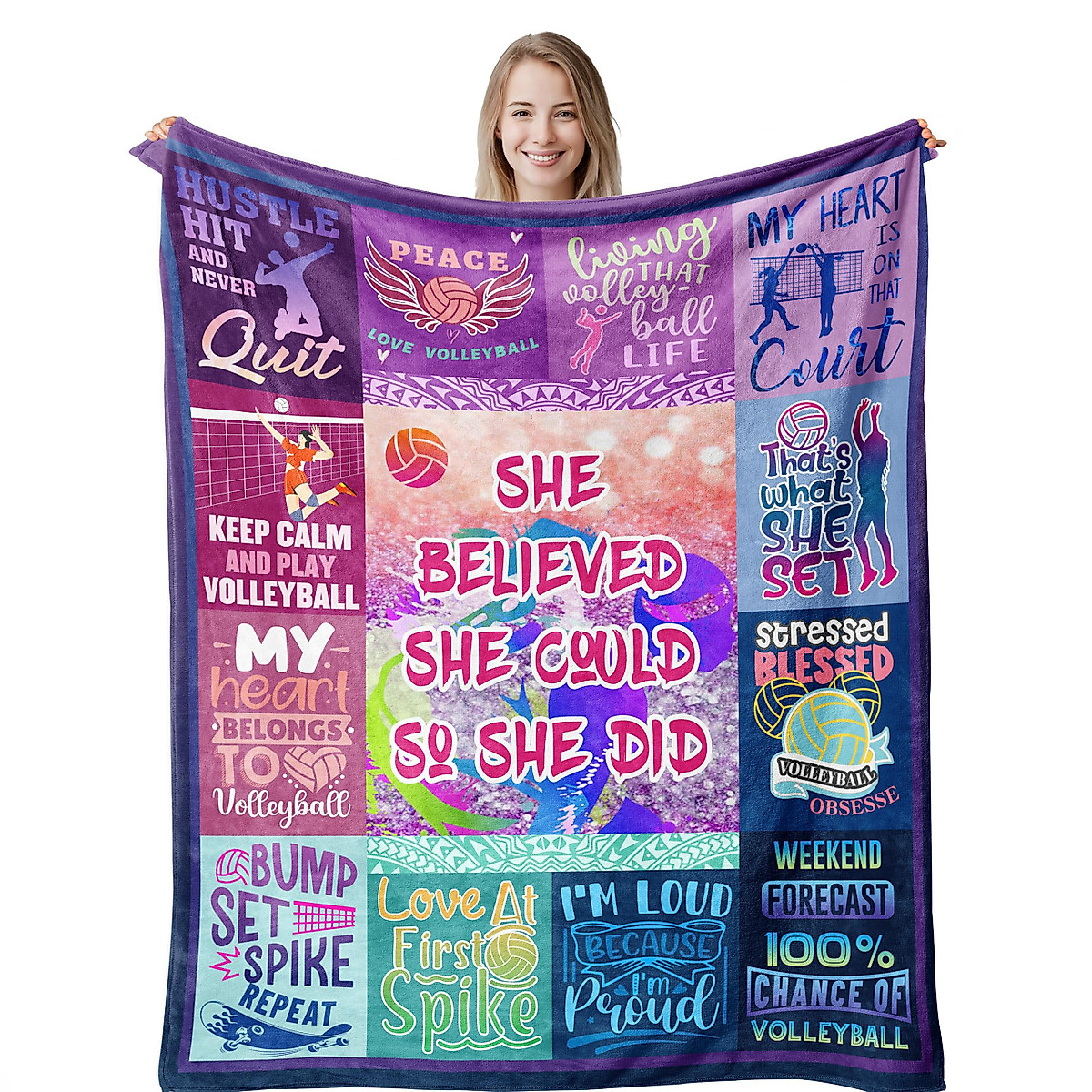 Remwiso Volleyball Blanket, Volleyball Gifts for Teen Girls, Volleyball Gifts for Team/Coach, Gifts for Volleyball Player, Gift for Volleyball Lover, Volleyball Party Decorations Stuff Blanket 60"X50"