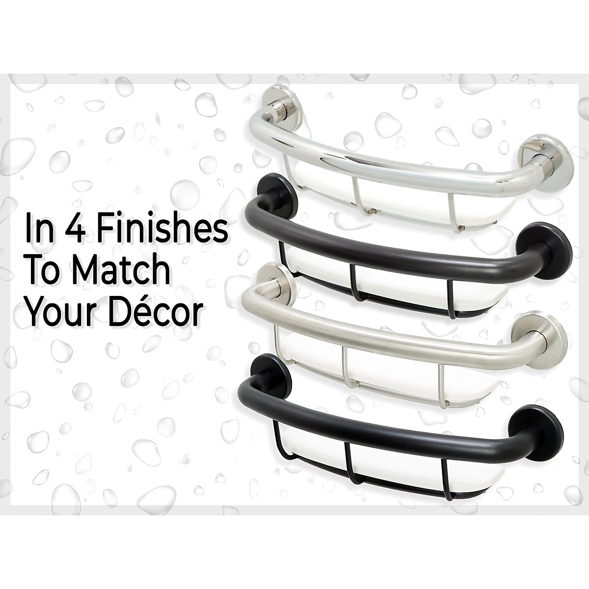 Shelf Grab Bar for Bathroom Shower Tub Kitchen Safety/304 Stainless Steel/Matte Black/ 18" x 5.5"