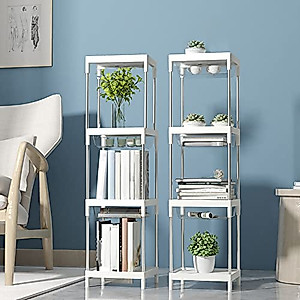 Storage Cart for Laundry Room Organization, 4 Tier Shelving Unit Utility Cart Storage Rack for Kitchen Bathroom Laundry Narrow Places (White)