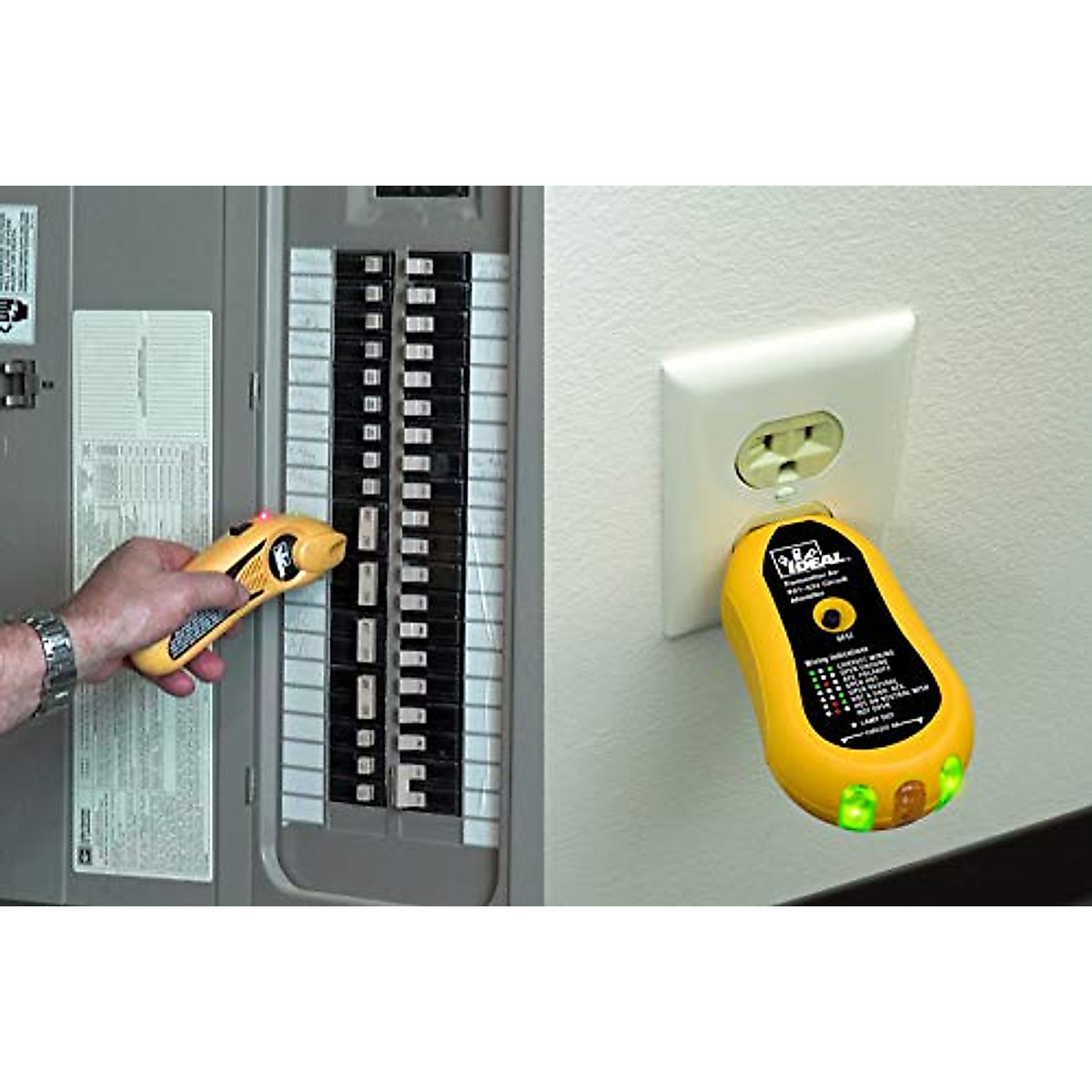 IDEAL INDUSTRIES INC. 61-534 Digital Circuit Breaker Finder with Digital Receiver and GFCI Circuit Tester,Yellow