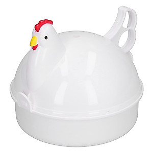 Egg Cooker Microwave Egg Poacher 4 Eggs Chicken Shaped Heat Resistant Microwave Eggs Boiler for Home Kitchen, 12.3x9.5cm
