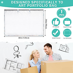 Wesnoy Art Portfolio Bag with Handle and Zipper, Waterproof Laser Art Portfolio Bag Plastic Art Portfolio Folder for Artworks, Charts, and Teaching Material Multipurpose (48 x 36 Inch)