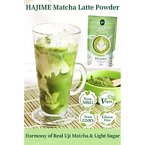 BJDesign Matcha Latte Powder “HAJIME” Sweetened Matcha Green Tea Powder - Authentic Japanese Origin - Non MSG, Non GMO, Vegan, Gluten Free (5.3 Ounce)
