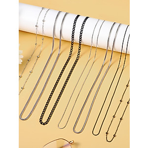 Konohan 7 Pcs Eyeglass Chains Eyeglasses Strap Glasses Holder Necklace Eyewear Chain Reading Lanyard for Glasses Women Men (Silver)