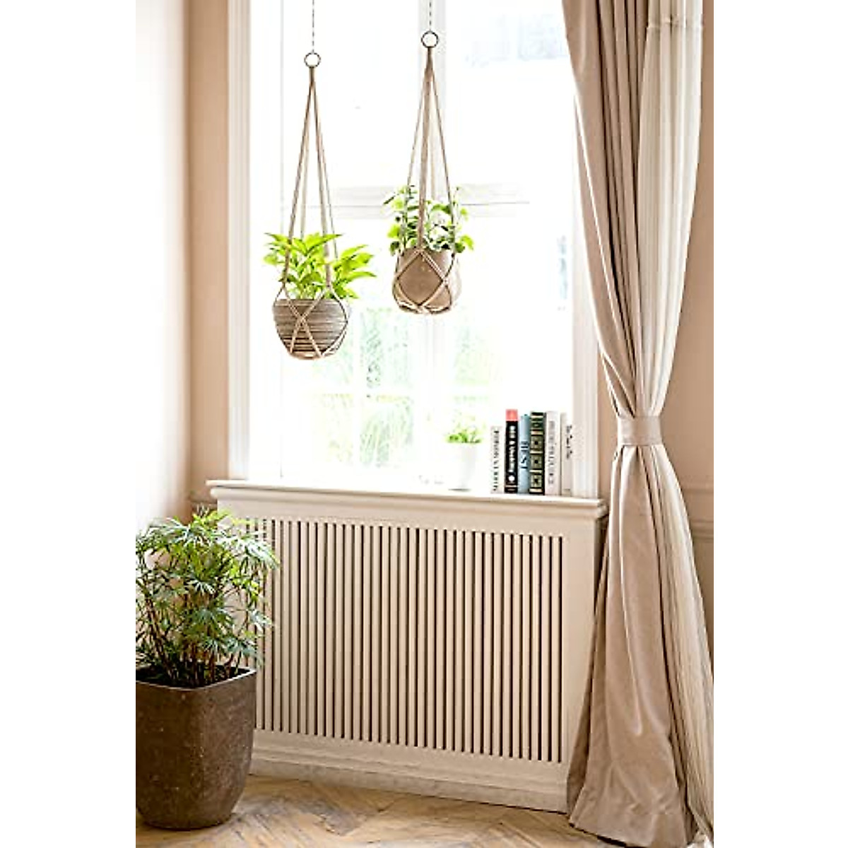 Dahey Macrame Plant Hanger Indoor Hanging Planter Basket Handmade Woven Cotton Rope Flower Pot Decorative Crochet Plant Holder Stand for Boho Home Decor No Tassels,35 Inch,Set of 2