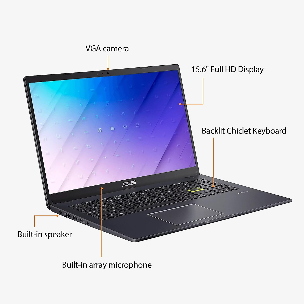 ASUS VivoBook Go L510 Laptop, 15.6" FHD Display, Intel Pentium Silver N5030 Processor, 4GB RAM, 128GB +256GB SSD, HDMI, Wi-Fi, Bluetooth, Windows 11 Home, 1 Year Microsoft 365, Black