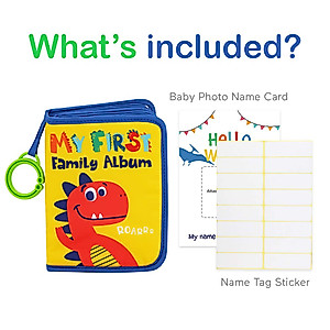 Urban Kiddy™ Baby's My First Family Album | Soft Photo Cloth Book Gift Set for Newborn Toddler & Kids (Dinosaur)