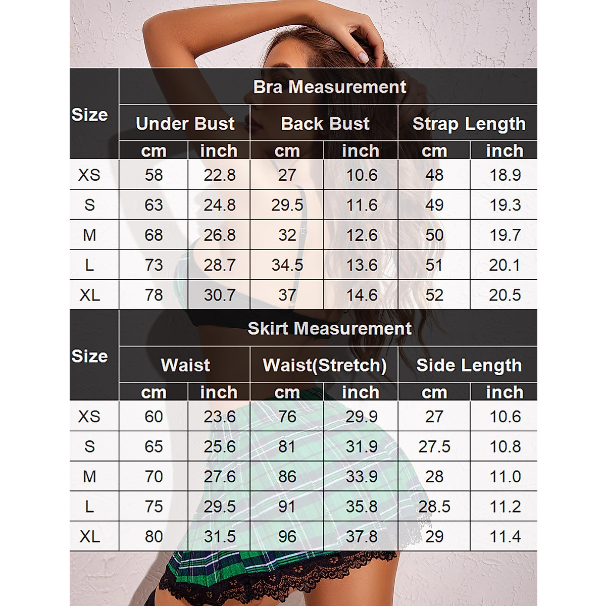 Avidlove Lingerie Set for Women with Underwire Two Piece Lingerie Sets Sexy Push Up Lingerie Set with Pleated Mini Skirt Green L