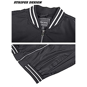 TACVASEN Black Track Jacket For Men Zipper Bomber Men's Jackets For Spring And Fall Men's Casual Jacket Outdoor Windbreaker Lightweight Bomber Jackets