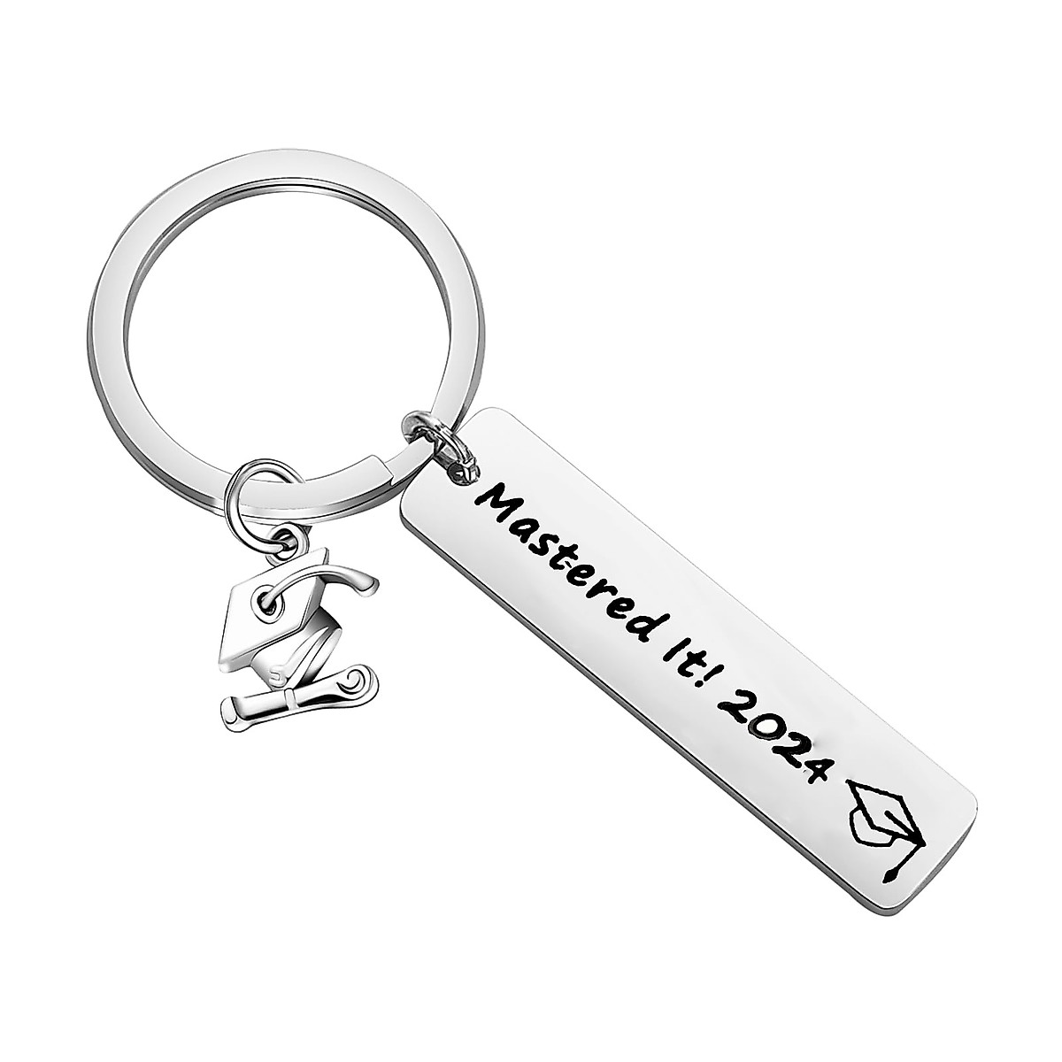 LQRI Mastered It Graduation Keychain Class of 2024 Congrats Grad Gift Masters Graduation Gift for Her or Him Masters Degree Gift (silver)