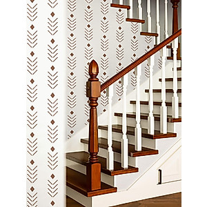 Ismoon Geometric Peel and Stick Wallpaper Boho Wallpaper Modern Herringbone Stripes Contact Paper Beige/Red Rusty Wallpaper Peel and Stick Vinyl Self Adhesive Wallpaper Removable 16.1x78.7inches