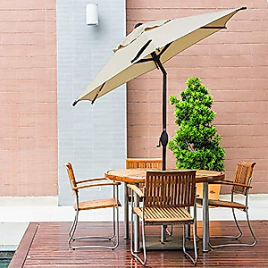 Abba Patio 9ft Patio Umbrella Outdoor Umbrella Market Table Umbrella with Push Button Tilt and Crank for Garden, Lawn, Deck, Backyard & Pool, Cream