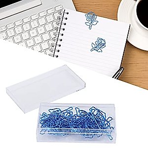 10Pcs Metal Paper Clips, Blue Roses Shaped Paperclip, Metal Paper Clamps Flower Paper Clip for Bookmark Notebook Agenda Book