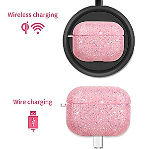 Bling Airpods Pro Case, Cute Glitter Diamond Airpod Pro 3 Case Cover for Girls Women, Rhinestone Protective Case with Keychain, Scratch Proof and Drop Proof for Apple Airpods Pro (Pink)