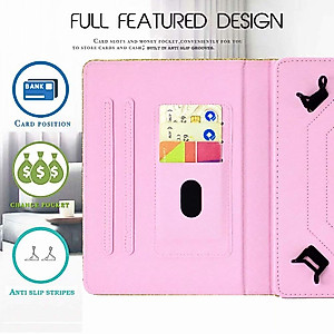 Universal 8.0" Tablet Case, AMOTIE Wallet Stand Cover Shockproof Case for iPad Mini 1 2 3 4 5/ Galaxy Tab E 8.0/ Tab A 8.0/ Fire HD 8 and More 7.5-8.5 inch Tablet， Pink Unicorn
