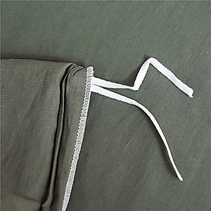 Mucalis Sage Green Duvet Cover Queen 100% Natural Washed Cotton Modern Solid Green Bedding Set with Pillowcases for Adult Girls Boys Zipper Closure Corner Ties Soft