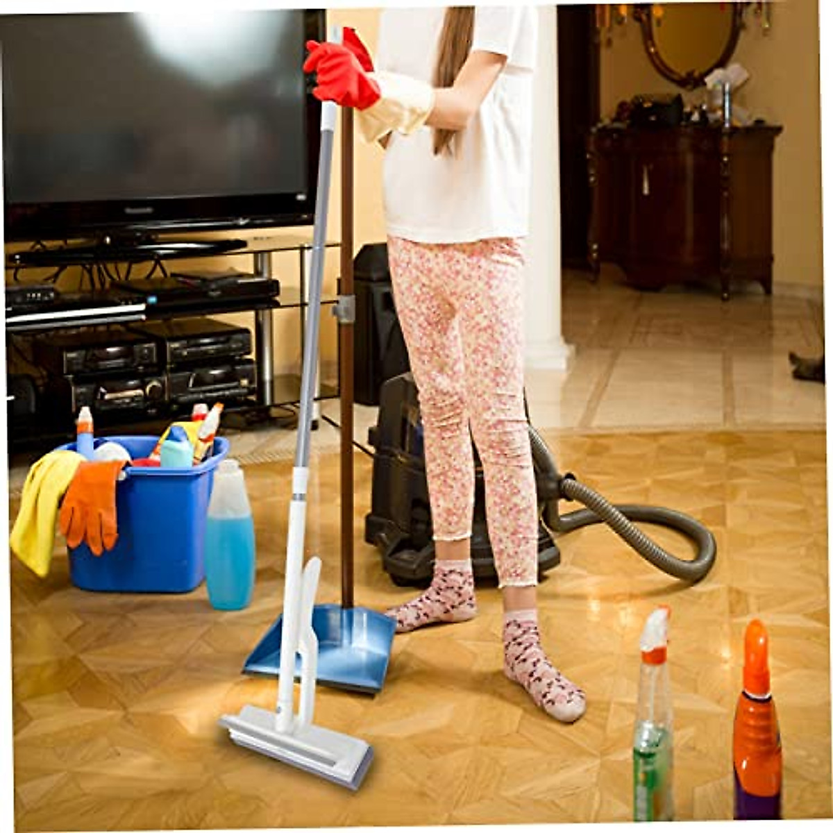 MARMERDO Mini Mop Wooden Floor Cleaner Mop for Wood Floors Window Glass Cleaner Multi- Use Window Squeegee Self Wringing Microfiber Mop Self Wringing Mop Small Mop for Small Spaces The Lazy