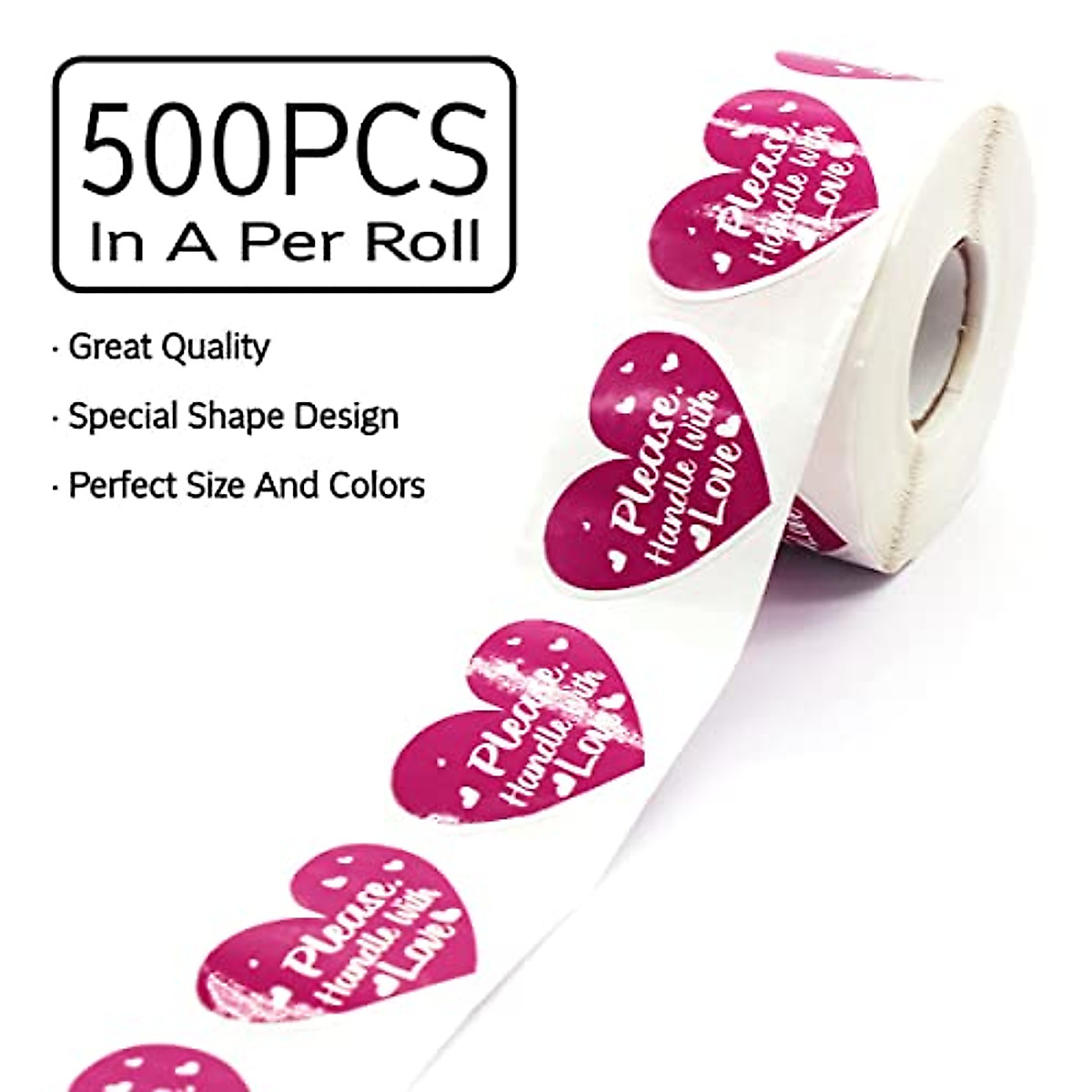 Please Handle with Love Stickers,Thank You Stickers,Handmade Stickers,Small Shop Stickers,Envelopes Stickers for Small Business, Online Retailers,Handmade Goods,500 Labels Per Roll