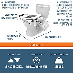 EZ-Access TILT Toilet Incline Lift, Corded Power, Elongated Seat