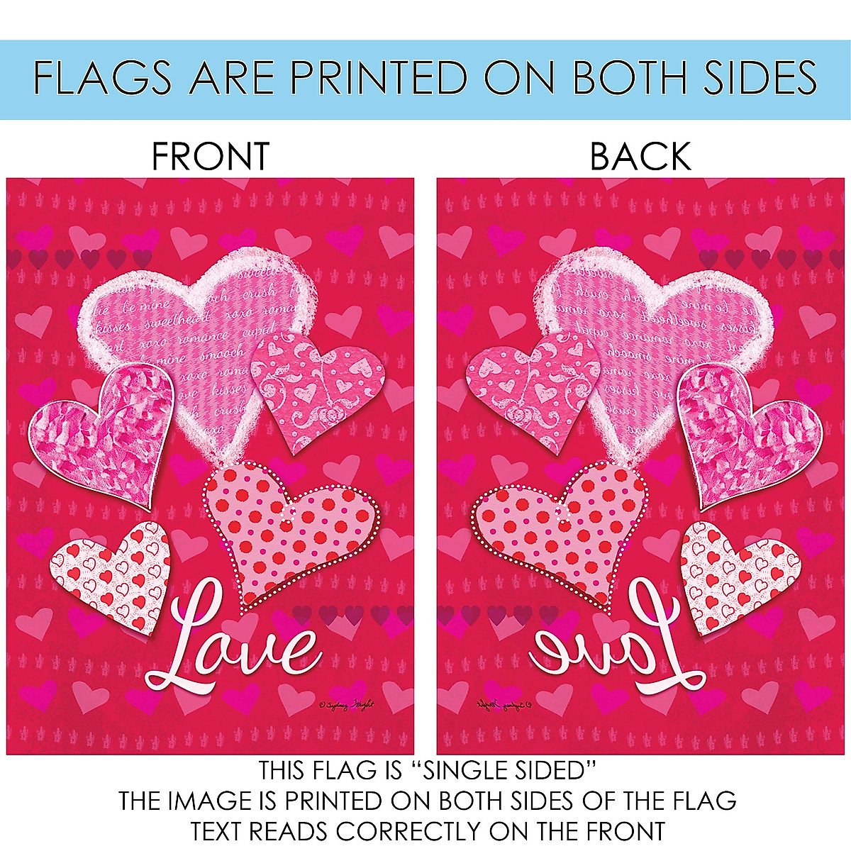 Toland Home Garden 1010058 Whole Lotta Love Valentine Flag 28x40 Inch Double Sided Valentine Garden Flag for Outdoor House Valentines Day Flag Yard Decoration