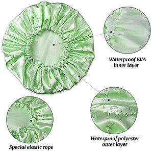 SMILCO 4 Pack Shower Caps, Double Waterproof Layers Reusable Bath Caps for Women Hair Protection