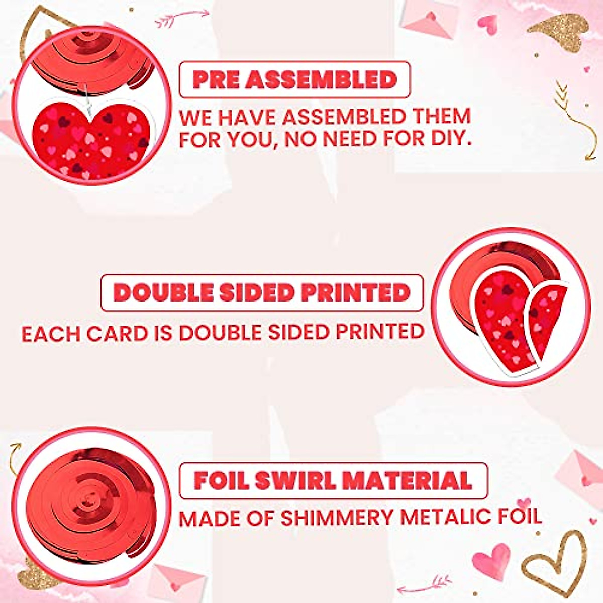 KatchOn, I Love You Valentines Hanging Swirls - Pack of 30, Valentines Day Decorations | Valentines Heart Decorations for Valentines Day Decor | Hanging Hearts Decorations for Valentines Decorations.