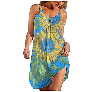 Padaleks Womens Summer Beach Dresses Sleeveless Spaghetti Strap Sexy Mini Dress Casual Loose Swim Cover Up Sundress