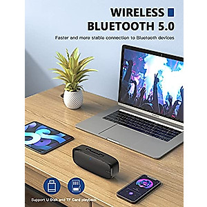 LENRUE Bluetooth Speaker, Wireless Portable Speaker with Loud Stereo Sound, Rich Bass, 12-Hour Playtime, Built-in Mic. Perfect for iPhone, Samsung and More