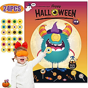 Funnlot Halloween Party Games for Kids Halloween Game Pin The Eye on The Monster Game Halloween Party Favors  Halloween Party Games Activities Halloween Pin The Tail Game