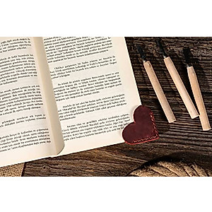 Personalized Premium Leather Heart Bookmarks, Custom Bookmark, Leather Heart Shaped Book Mark, Reader Gift, Gift for him, Gift for her (Red)