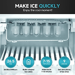 ICEPURE 3 in 1 Water Cooler Dispenser with Built-in Ice Maker, Hot Cold Room Temp Water and Bullet Ice, Top Loading 2, 3 or 5 Gallon, 26.5 Lbs per 24H Ice Maker, Child Safety Lock, Black