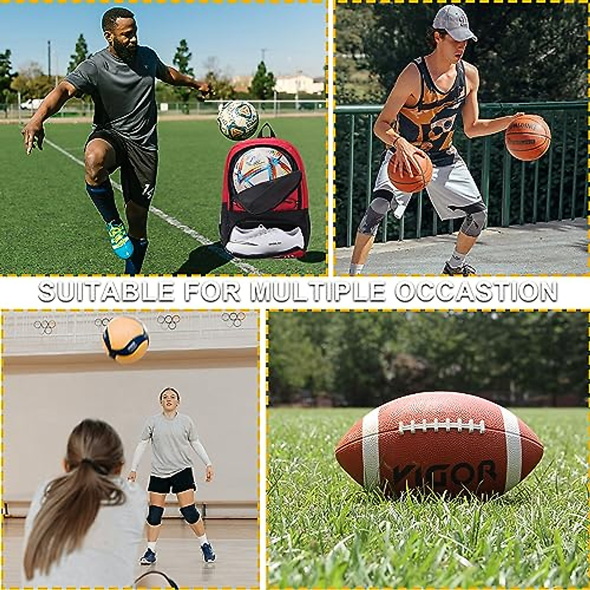 Hsmihair Soccer Bag-Soccer Backpack & Backpack for & Football Volleyball & Basketball,with Ball Compartment and Separate Cleat Training Package