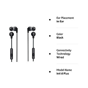 Skullcandy Ink'd Plus in-Ear Earbuds - Black - 2 Pack