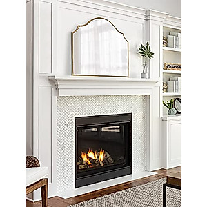 Kate and Laurel Leanna Glam Horizontal Wall Mirror, 27.5 x 31.5, Gold, Sophisticated Large Mirror for Wall