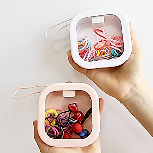 ZEQIDOU Hair Tie Organizer 2PCS, Portable Hair Tie Holder Organizer Can Be Stackable Or Hang, Optimal Travel Accessories Organizer for Hair Tie, Qtip, Hair clip, Hair Supplies, Hair pin. (Pink&White)