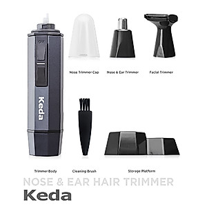 KEDA Products Water Resistant Stainless Steel Nose and Ear Hair Trimmer with LED Light