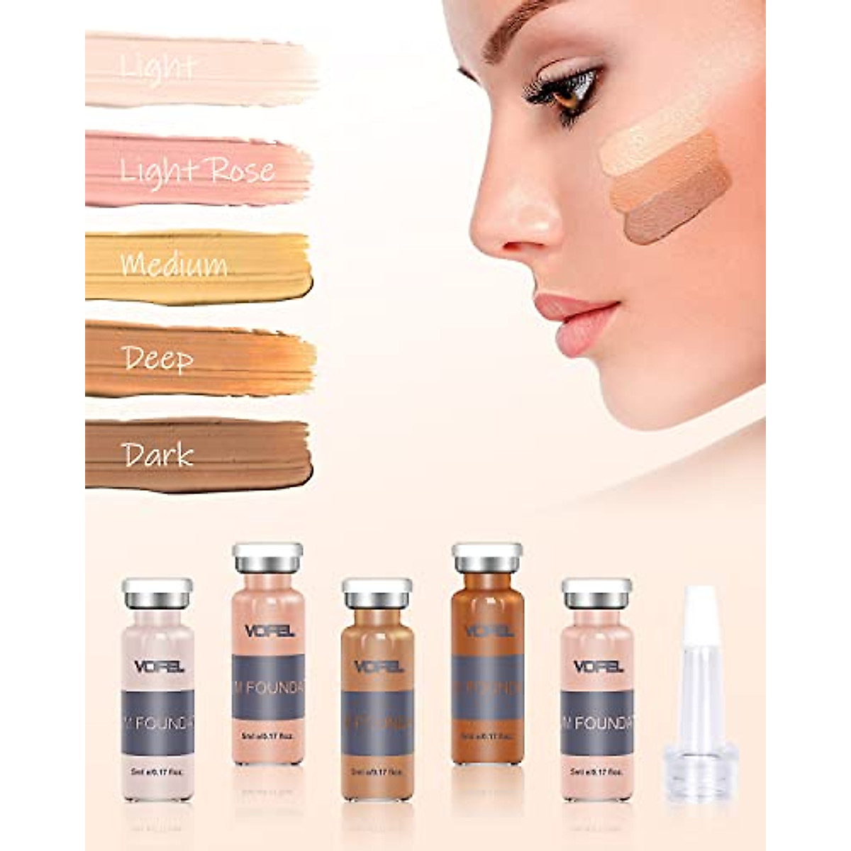 VOFEL BB Glow Starter Kit BB Glow Pigment for Skin Treatment Kit 5 Shades 10 Vials 5ML