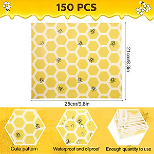 150 Pieces Wax Paper Sheets for Food Sandwich Wrap Paper Waterproof Wrapping Oilproof Picnic Food Basket Liners with Honeycomb Pattern for Home Kitchen Baking Food Basket