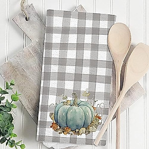 GAGEC Fall Kitchen Towels Watercolor Pumpkin Floral Fall Dish Towels Set of 4, Autumn Holiday Tea Towel 18 x 26 Inch Hand Drying Cloth Towel for Kitchen Home Decoration