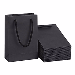 driew Gift Bags Black 50 Pack, Black Paper Gift Bags with Cotton Handle 5x2x7.5 inches Party Gift Bags