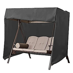 5 Sizes Garden Waterproof Swing Cover Large Dustproof Outdoor Swing Covers Glider 210d Oxford Durable Resistant Patio Protector Sun Shade Chair Cover (Black),66.9 x 24 x 46in