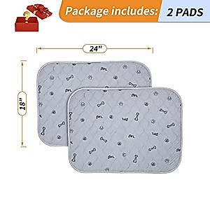 Washable Pee Pads for Dogs, 2Pack Reusable Puppy Pads, Absorbent Whelping Pads with Bone Print, Non-Slip Waterproof Pet Training Pads for Couch, Crate, Potty Training -18x24