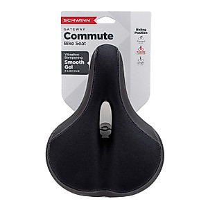 Schwinn Comfort Bike Seat for Men and Women, Commute Gateway Gel, Replacement Saddle Fits All Adult Bikes with Standard Seatpost, With Pressure Relief Channel, Black