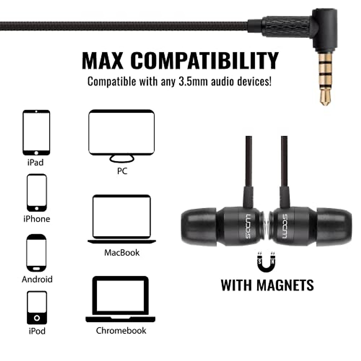 LUDOS Clamor 2 Pro Wired Earbuds with Microphone, in Ear Headphones Wired - Earbuds Wired with Microphone, Noise Isolating Ear Buds Wired, 3.5mm Memory Foam Wired Earphones for iPhone Computer, Laptop