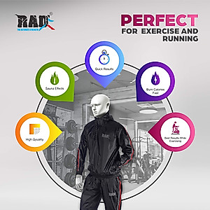 RAD Sauna Suit for men & women weight loss - Workout Sweat Suits with Hood - Fat Burning Suit - Boost Fat Burn (Red, Large)