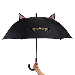 Kate Spade New York Large Lightweight Travel Umbrella, Black Cat