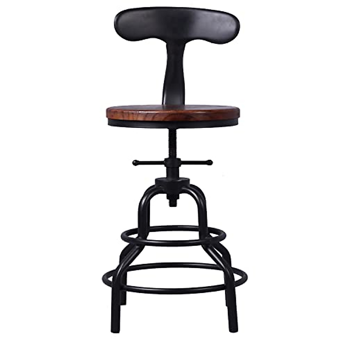 Diwhy Industrial Vintage Bar Stool,Kitchen Counter Height Adjustable Pipe Stool,Cast Iron Stool,Swivel Bar Stool,Metal Stool,27 Inch,Fully Welded Set of 2 (Iron Backrest)