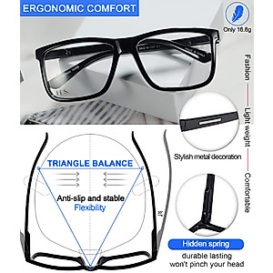 MARE AZZURO Oversized Square Reading Glasses Men Large Readers Big Face 1.0 1.25 1.5 1.75 2.0 2.25 2.5 2.75 3.0 3.5 4.0 5.0 6.0 (Black, 2.00)