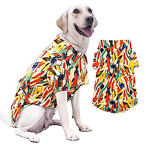 Dog Hawaiian Shirt for Large Breed, Breathable Cool Clothes Dogs, Surbogart by Xobberny Hawaii Beach Seaside Summer Lightweight Floral T, Golden, 7X-Large