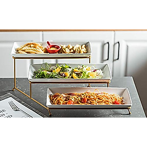 YHOSSEUN Large Tiered Serving Stand with Platters 3 Tier Serving Stand Serving Tray for Dessert Server Display Collapsible Sturdier Metal Rack